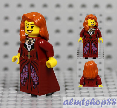LEGO - Female Minifigure Dark Red Dress & Dark Orange Hair Smile ...