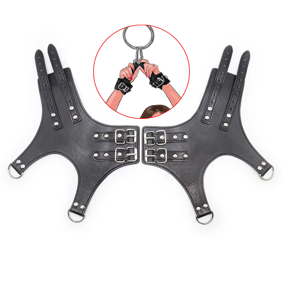 PU Hanging Handcuffs Suspension Gloves Buckled Swing Wrist Cuffs ...