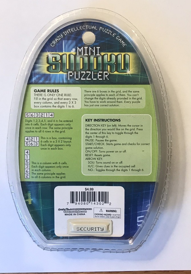 Sudoku Puzzler Electronic Game Handheld Mini Keychain 2006 Novelty Inc ...