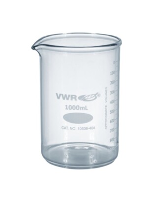 VWR 1000ml glass beaker CAT. NO. 10536-404 HEAVY DUTY,HEAVY BASE ...