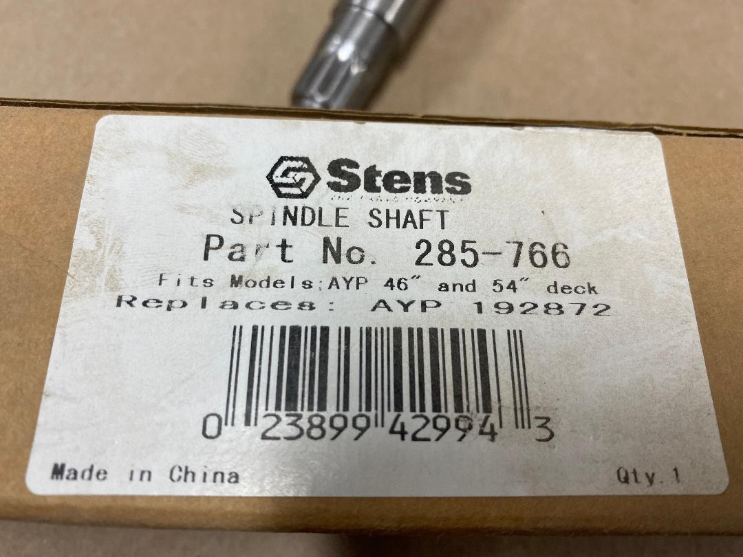 NEW Stens 285-766 Spindle Shaft Replaces AYP 192872 46" and 54" deck | eBay