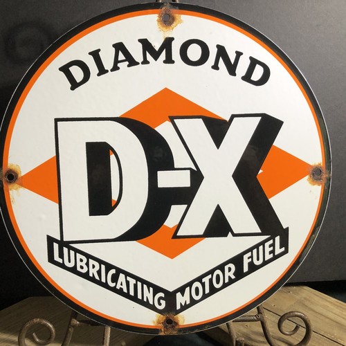 VINTAGE DIAMOND DX GASOLINE PORCELAIN SIGN GAS OIL SERVICE STATION PUMP ...