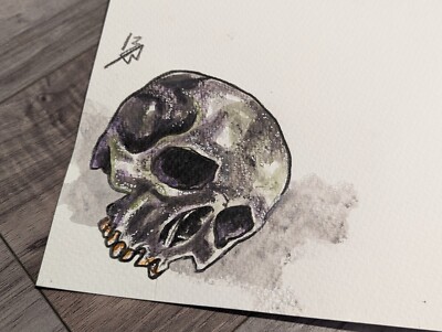 Skull (Black & White) Original Drawing by Baked Banshee (Custom 8x8) | eBay