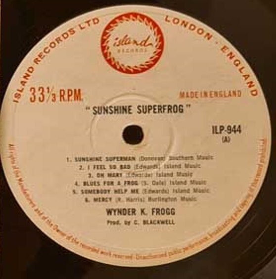 Wynder K. Frogg Sunshine Super Frog LP UK 1967 Island EX | eBay