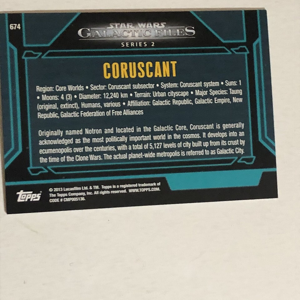 Star Wars Galactic Files Vintage Trading Card #674 Coruscant | eBay