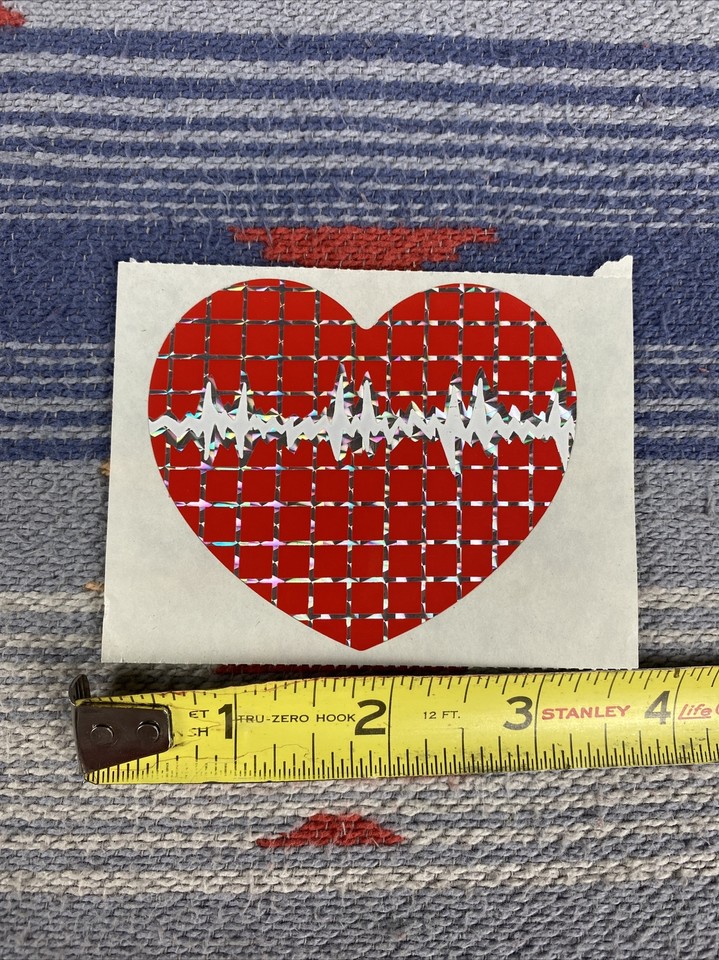Prism Sticker Vintage Red Heart & Heartbeat Valentines Day 1980s | eBay