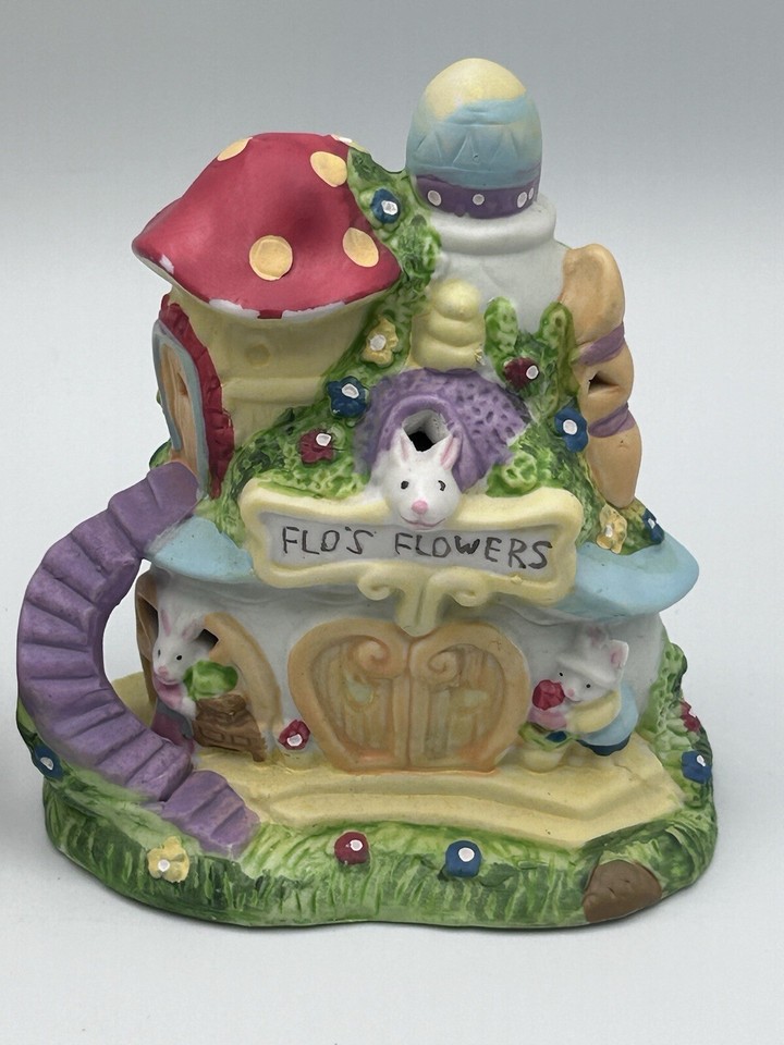 Vintage Easter Village Set Of 2 Ceramic Houses Flower Shop Flo Easter ...
