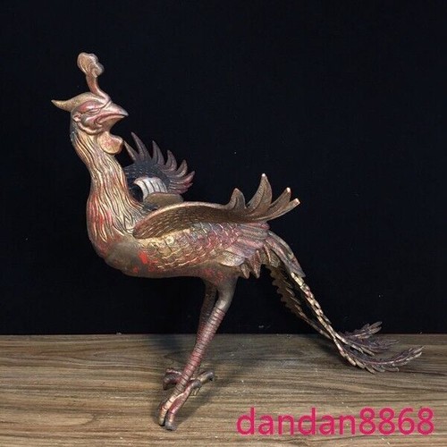 16"old China dynasty bronze Gilt fengshui wealth Phoenix bird statue | eBay