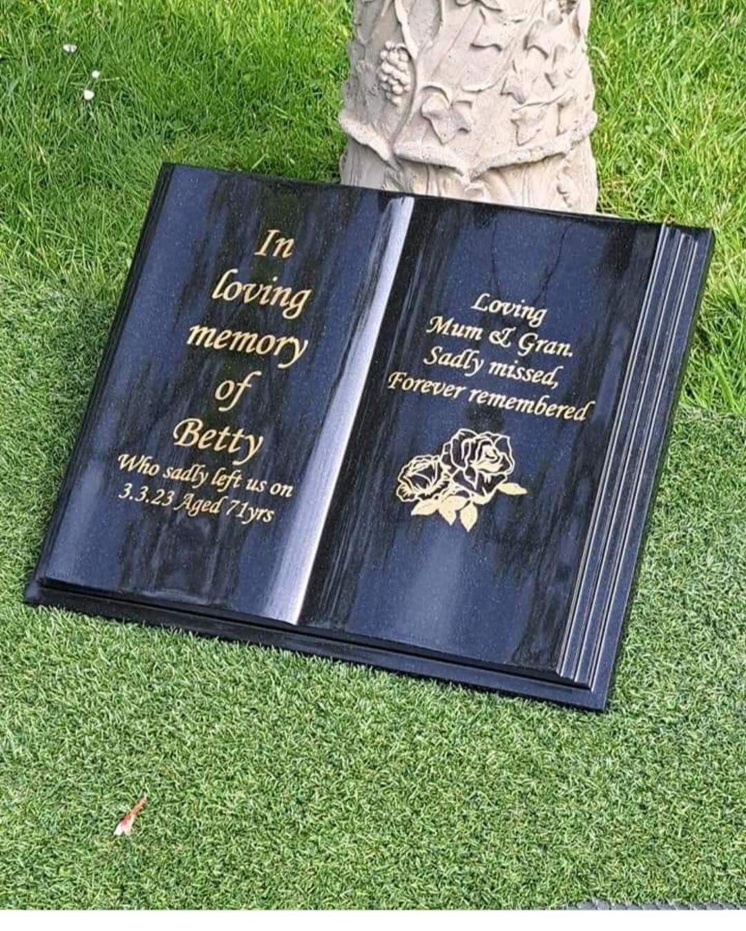 Large Personalised Granite Open Book Memorial Grave Plaque Bible ...