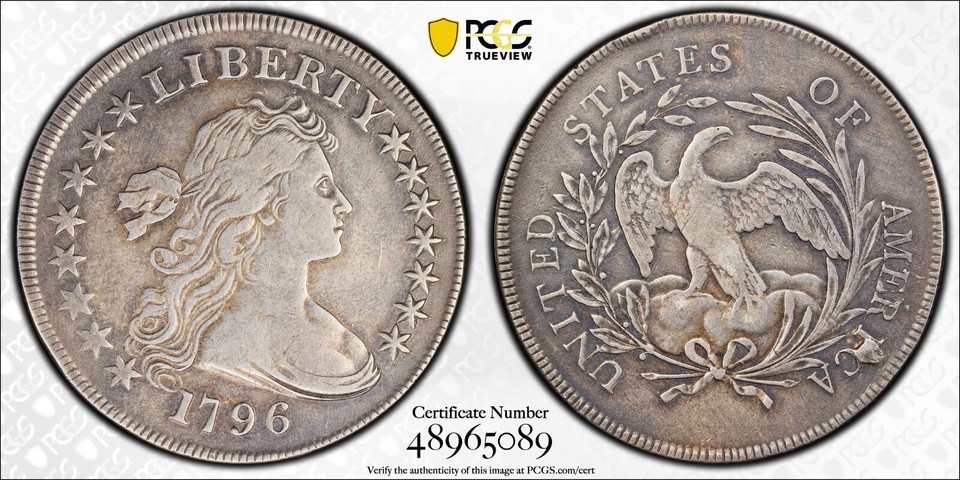 1796 Draped Bust Dollar - Lge Date, Sml Letters B-5 BB-65 - PCGS VF ...