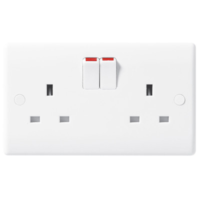 5 x Slimline 2 Gang Double Switched Plug Socket White Slimline - BG822 ...