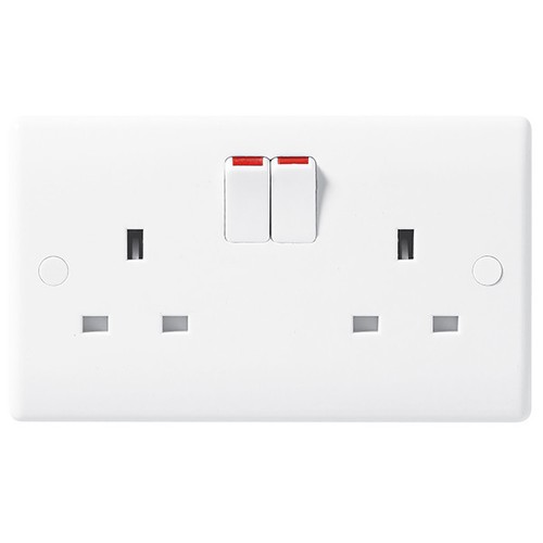 5 x Slimline 2 Gang Double Switched Plug Socket White Slimline - BG822 ...