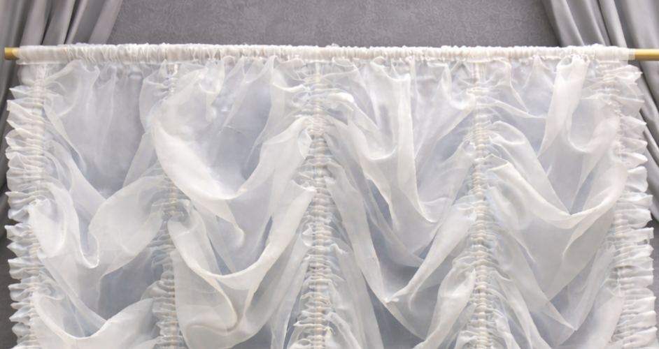 Custom-Made Austrian Blind White Festoon Voile Macramé Curtains (Made ...