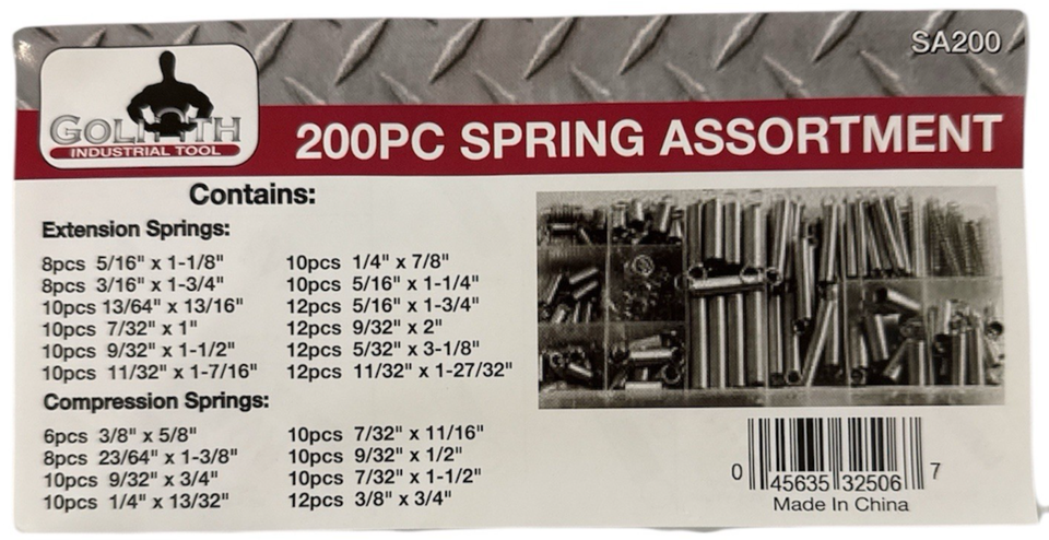 200pc Goliath Industrial Spring Assortment Set Zinc Plated Steel ...