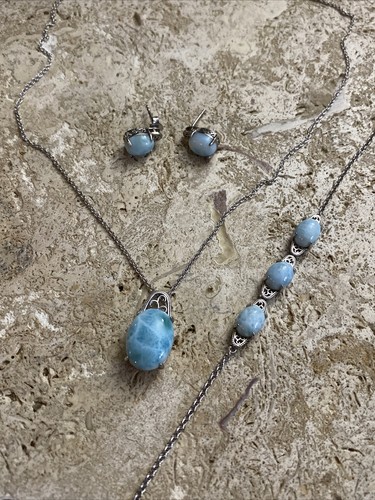 NEW! STAUER 925 Larimar Necklace, Bracelet And Earrings Set #870 | eBay