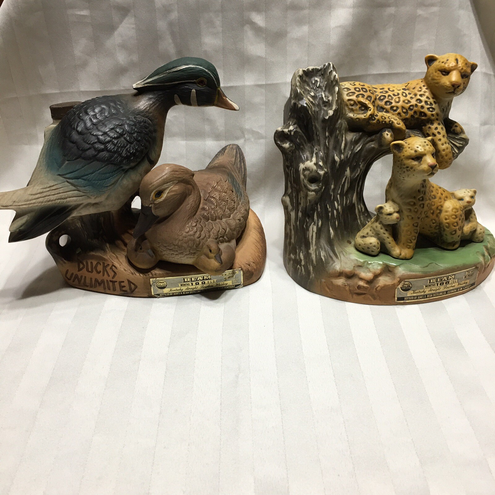 Jim Beam Decanters 1981 Cheetah 1982 Ducks Unlimited China Empty ...