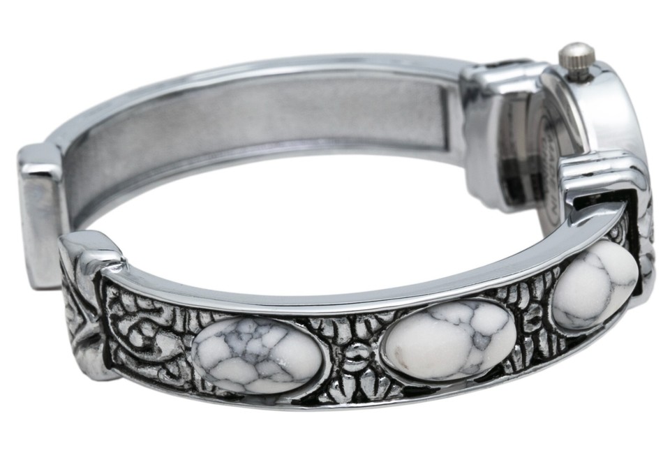 Blekon Collections Womens 22mm Case Graved Stones Large Cuff Bangle ...