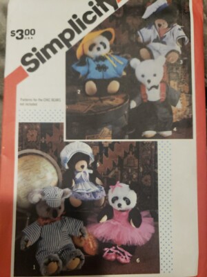 Simplicity Sewing Pattern 6143~35" Teddy Bear Clothes Chic Bears ...