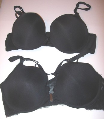 LOT OF 2 WOMENS NEW Bra BRAS Size 40C 40 C PADDED UNDERWIRE BLACK LACE ...