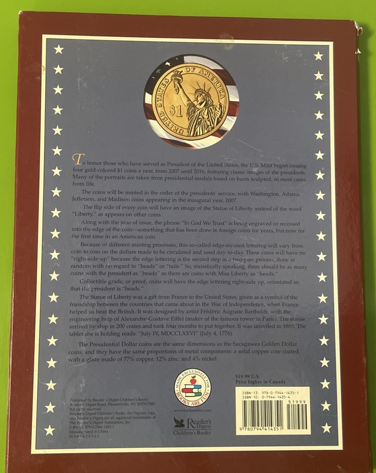 New-Readers Digest U.S. Presidential Dollars-Deluxe Coin Collector’s ...