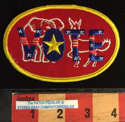 ELECTION POLITICAL PATCH ~ VOTE DEMOCRAT / REPUBLICAN DONKEY ELEPHANT ...