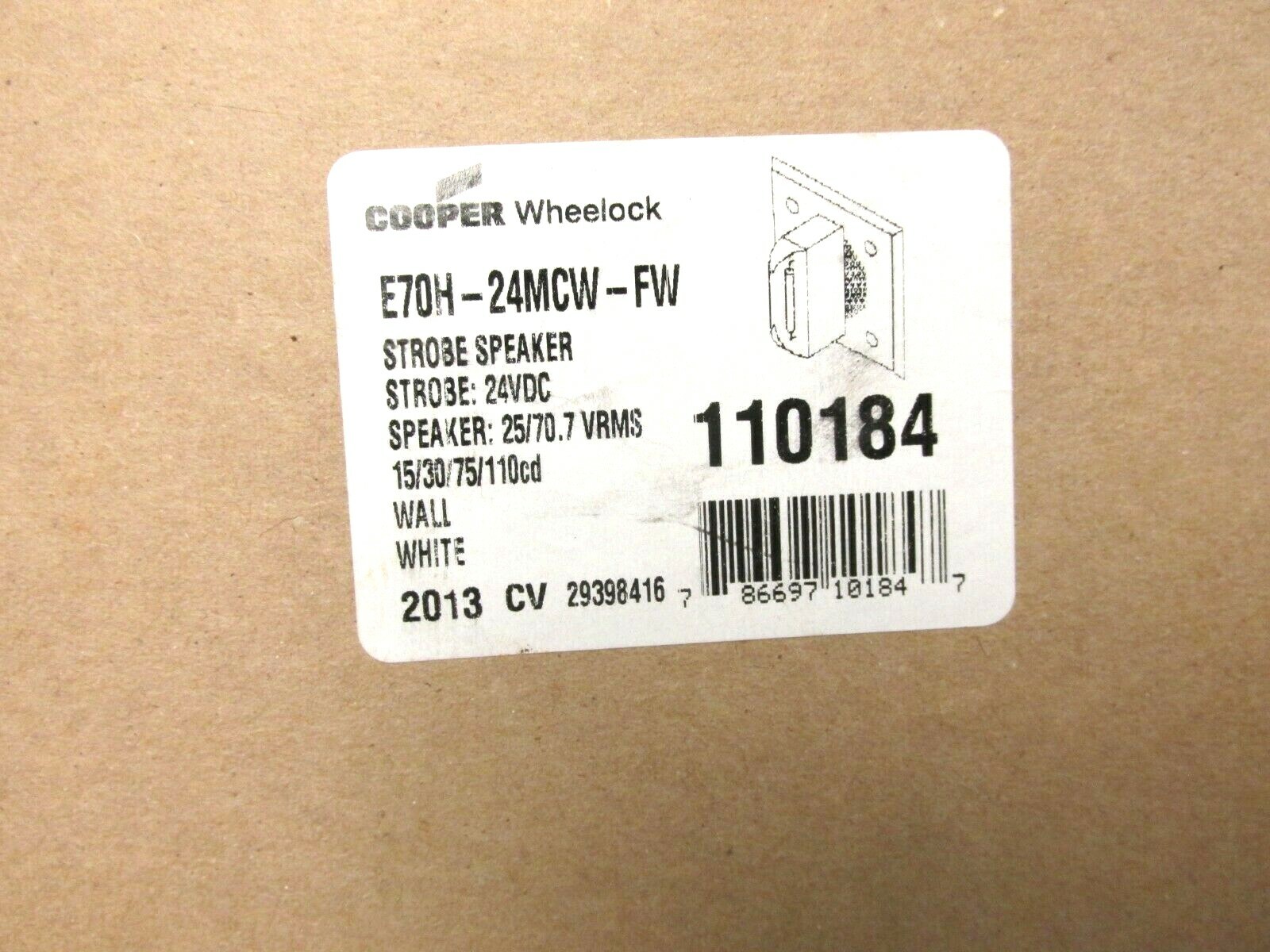 NIB .. COOPER WHEELOCK Speaker Strobe PN: E70H-24MCW-FW .. VR-09 | eBay