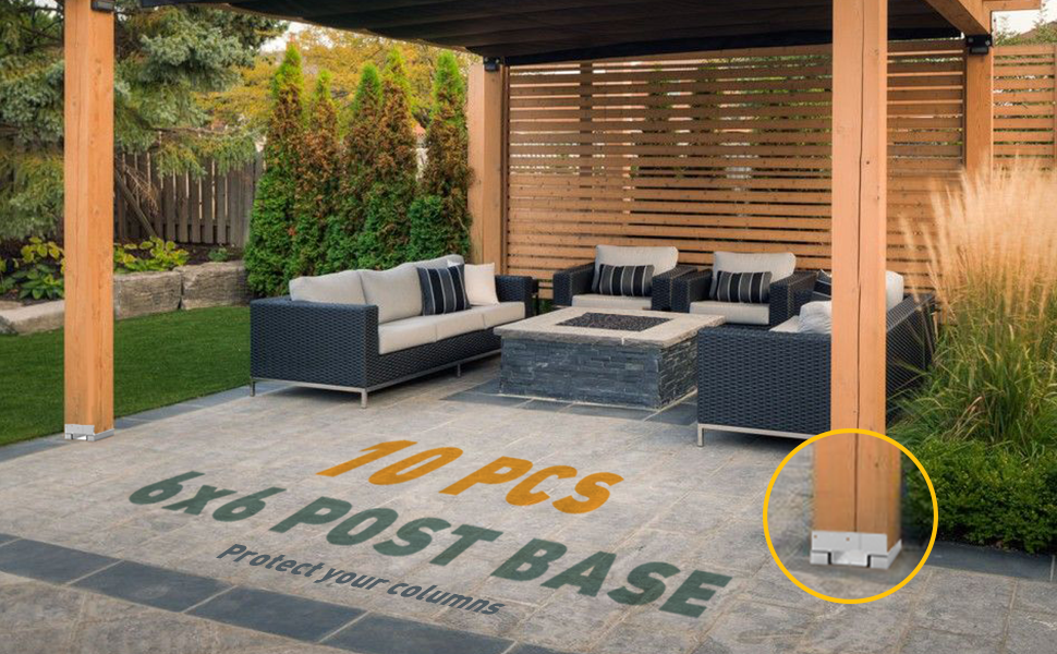 6Pcs 6x6 Concrete Deck Post Anchor Base Adjustable Metal Post Bracket ...