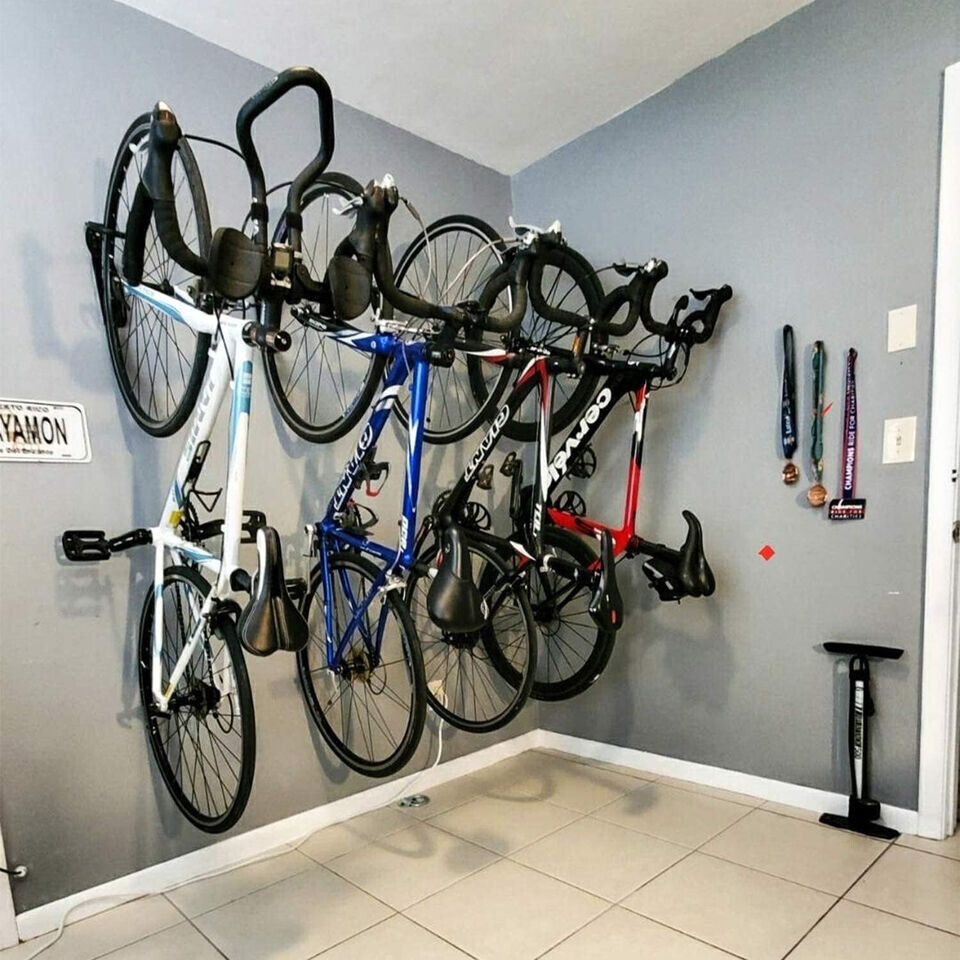 1-4 Bike Storage Wall Mounted Hook Bicycle Rack Hanger Holder Garage ...