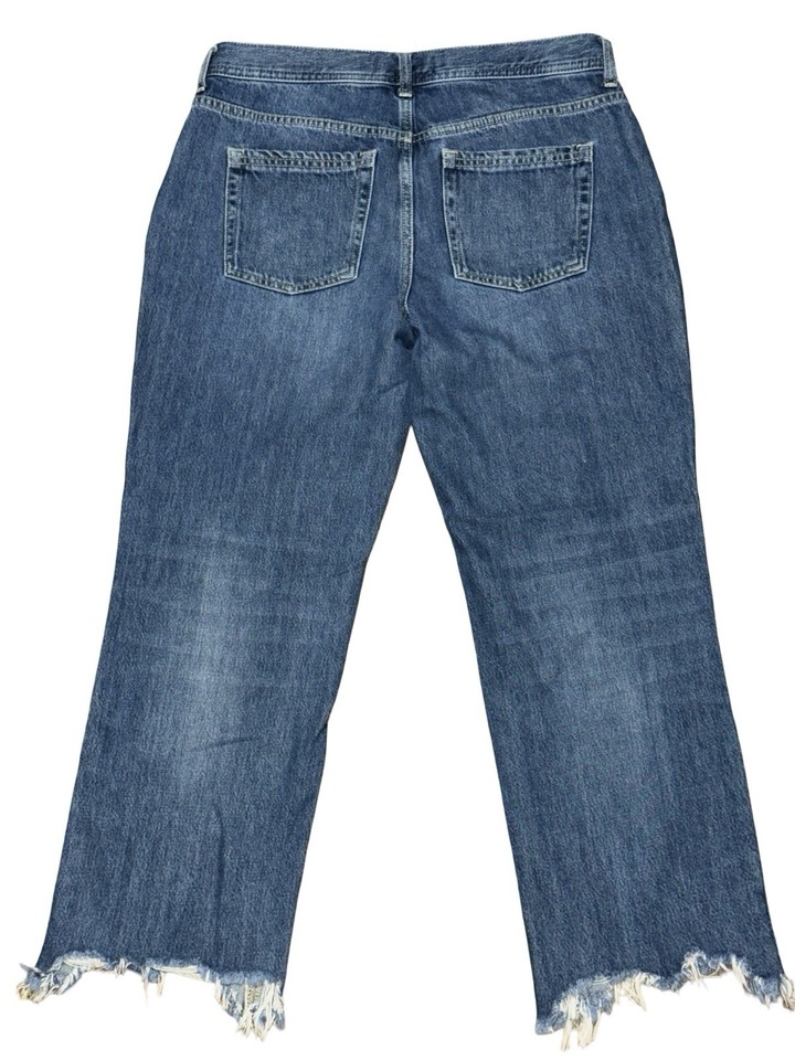 We the Free People Maggie Mid-Rise Straight Leg Jeans 30 Chewed Hem ...