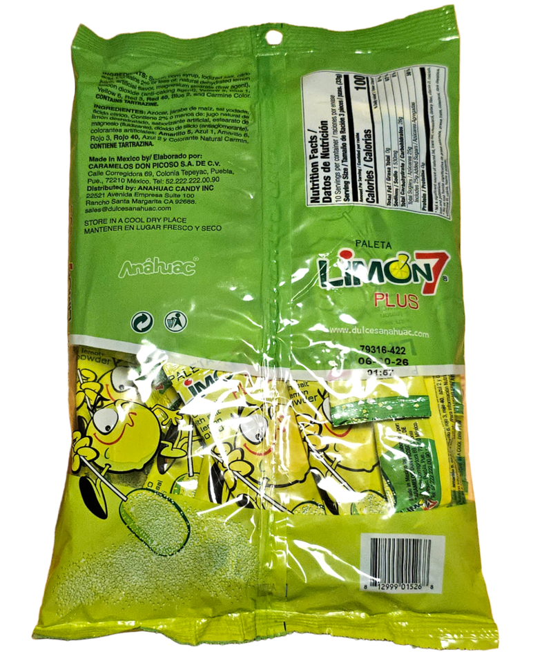 Limon 7 Plus Hard Candy Lollipop with Salty & Lemon Powder 30 Pieces 11 ...