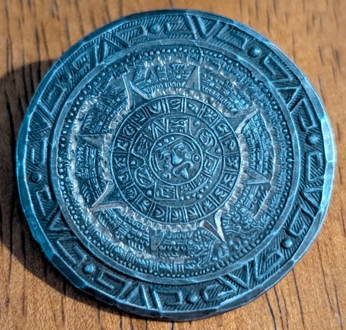 Vintage Sterling Silver 925 Mexico Mayan Aztec Calendar Sun Dial ...