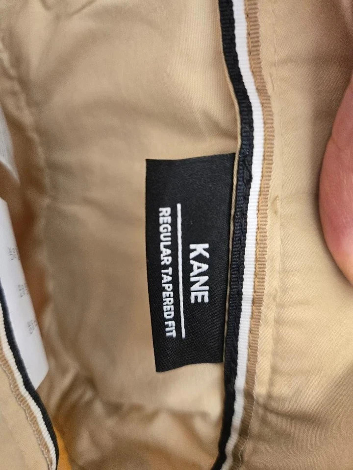 NWT Boss Kane Cotton Light Beige Tan Tapered Fit Chino Pants Size 34 ...