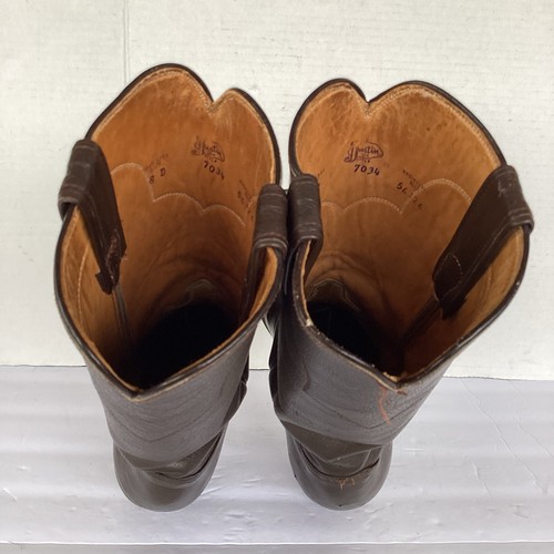 Vintage Justin 7034 Brown Leather Cowboy Western Stove Pipe Boots Men's ...