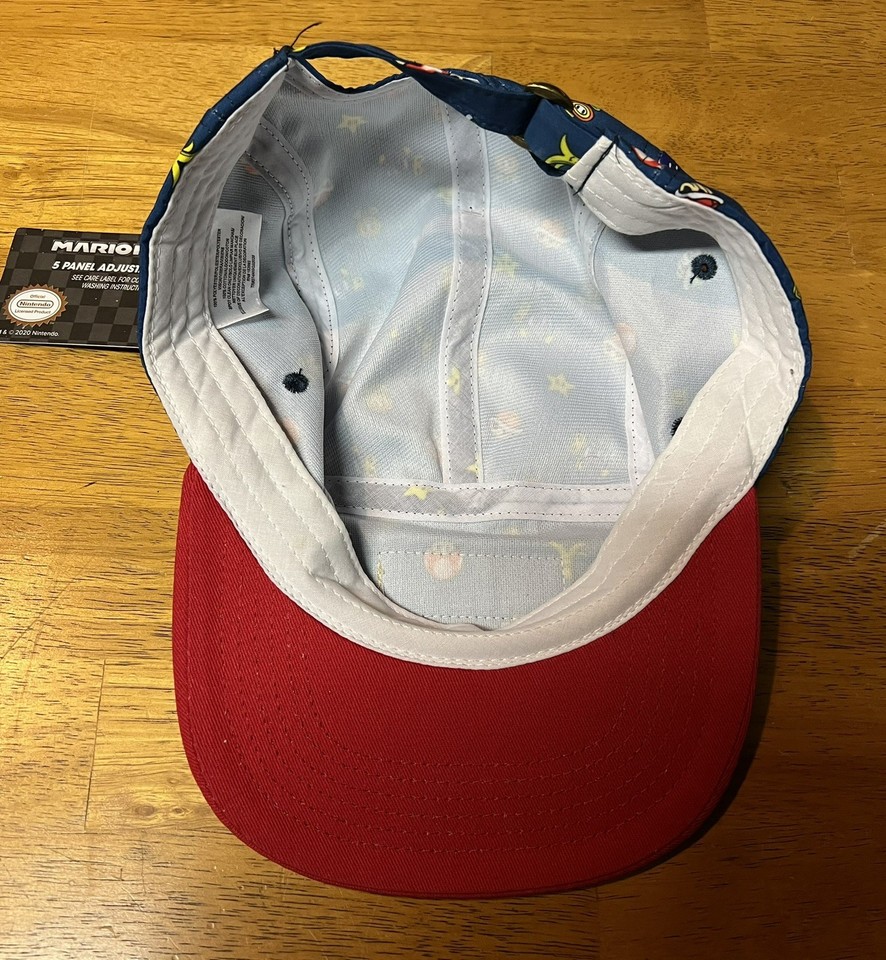 Mario Kart Hat Panel Strap Back Cap Blue Red Gaming Nintendo Video Game ...