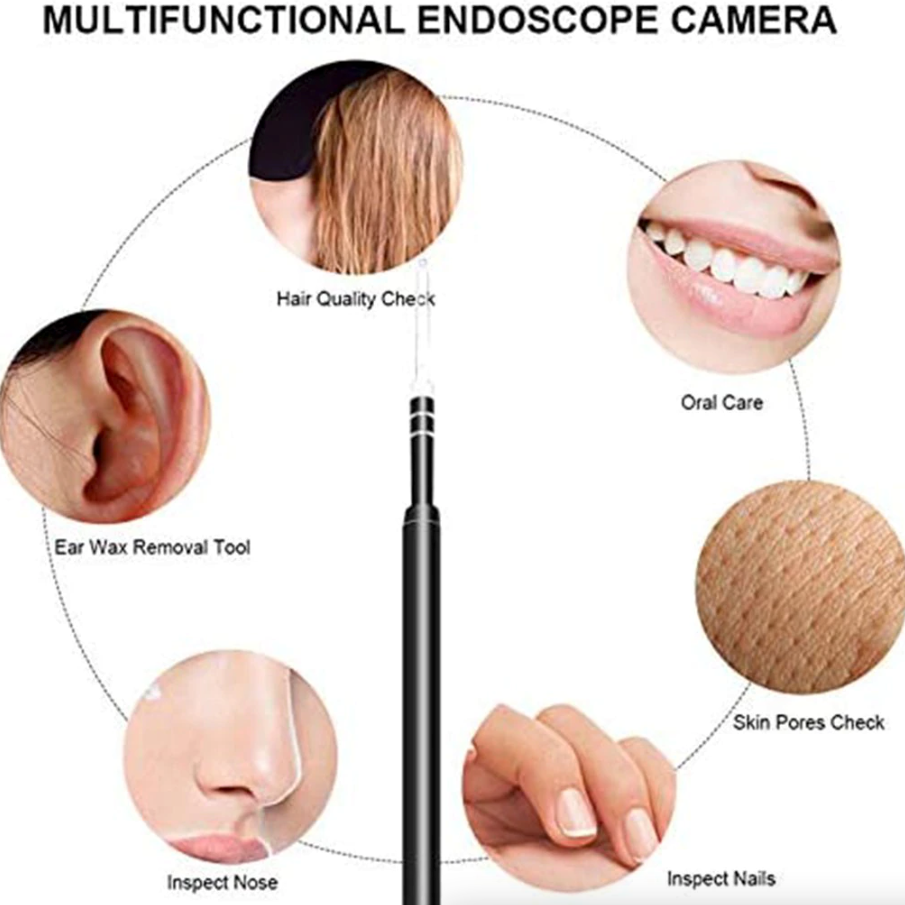 LED Ear Endoscope HD Otoscope Ear Wax Cleaning Camera Tool Cleaner ...