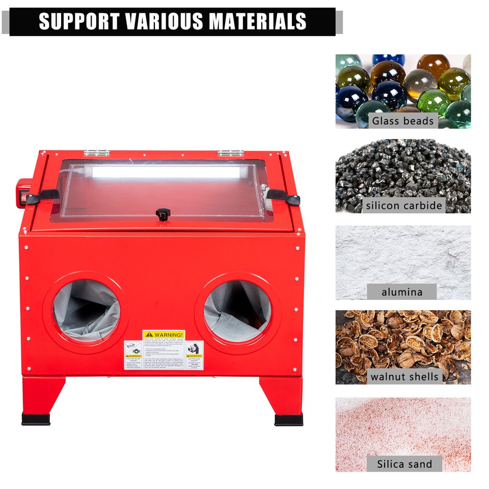 Portable Benchtop Sand Blaster Cabinet Kit 25 Gal Sandblasting Cabinet ...
