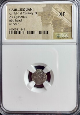 NGC Ancient Silver Celtic Coin 70BC-50BC Certified Gaul Sequani Genuine ...