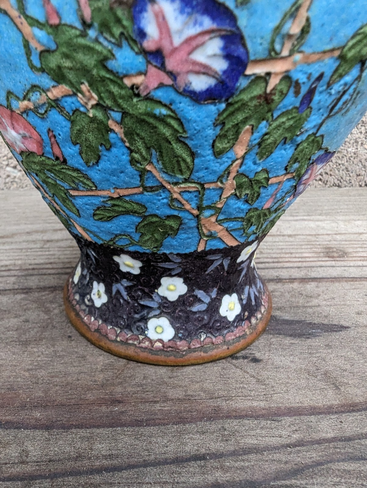 Unusual Antique Japanese Cloisonne Vase Rough Unfinished Process ...