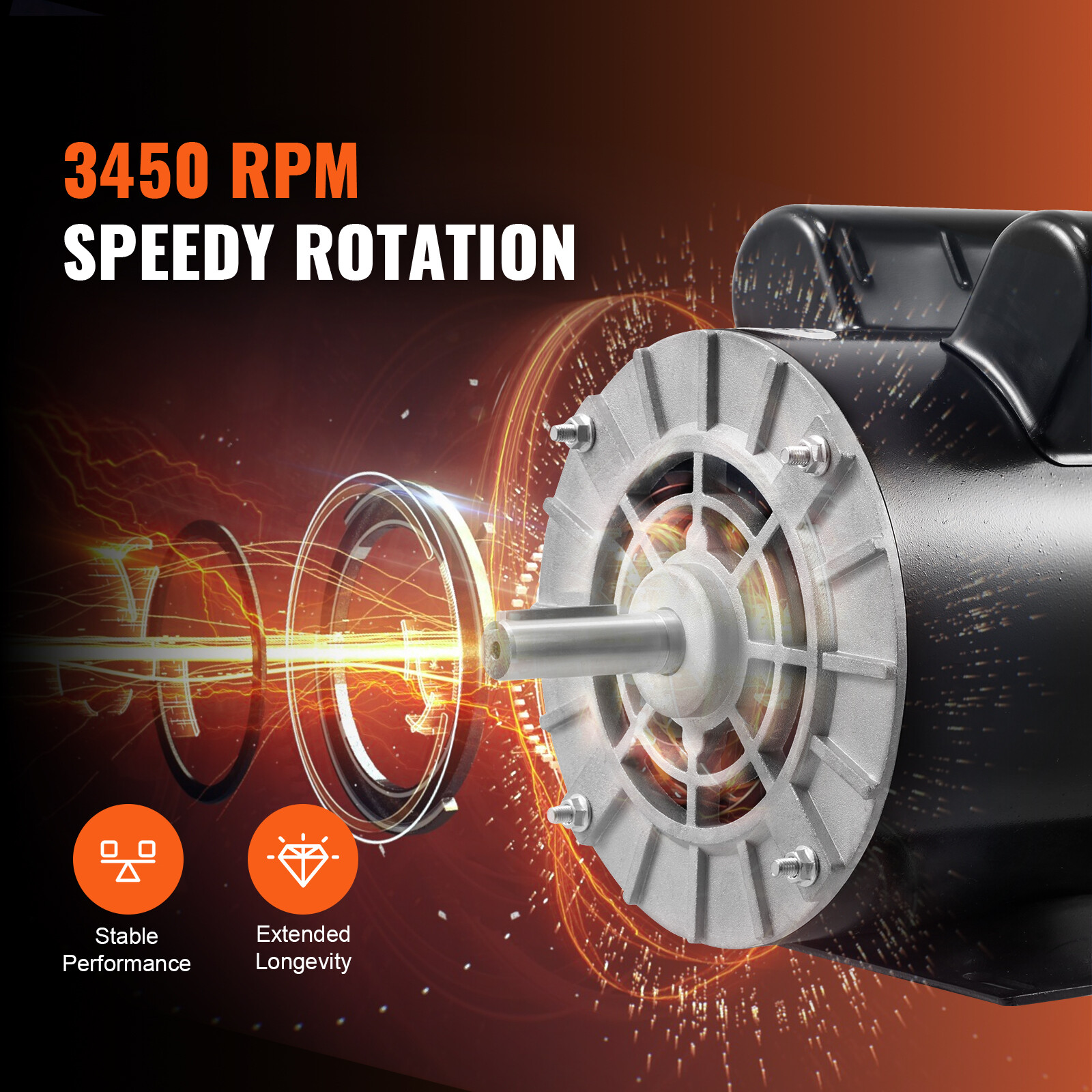 VEVOR 3.7HP Air Compressor Electric Motor 230V 17.2A 56 Frame CW/CCW ...