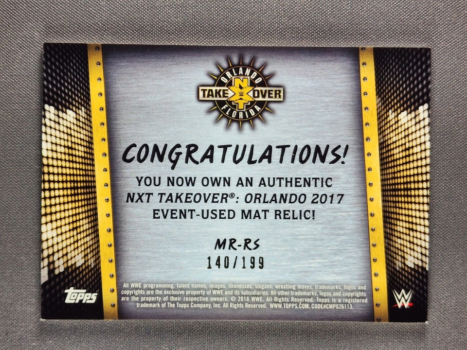 2018 Topps WWE Road to Wrestlemania #MR-RS Roderick Strong NXT Mat ...