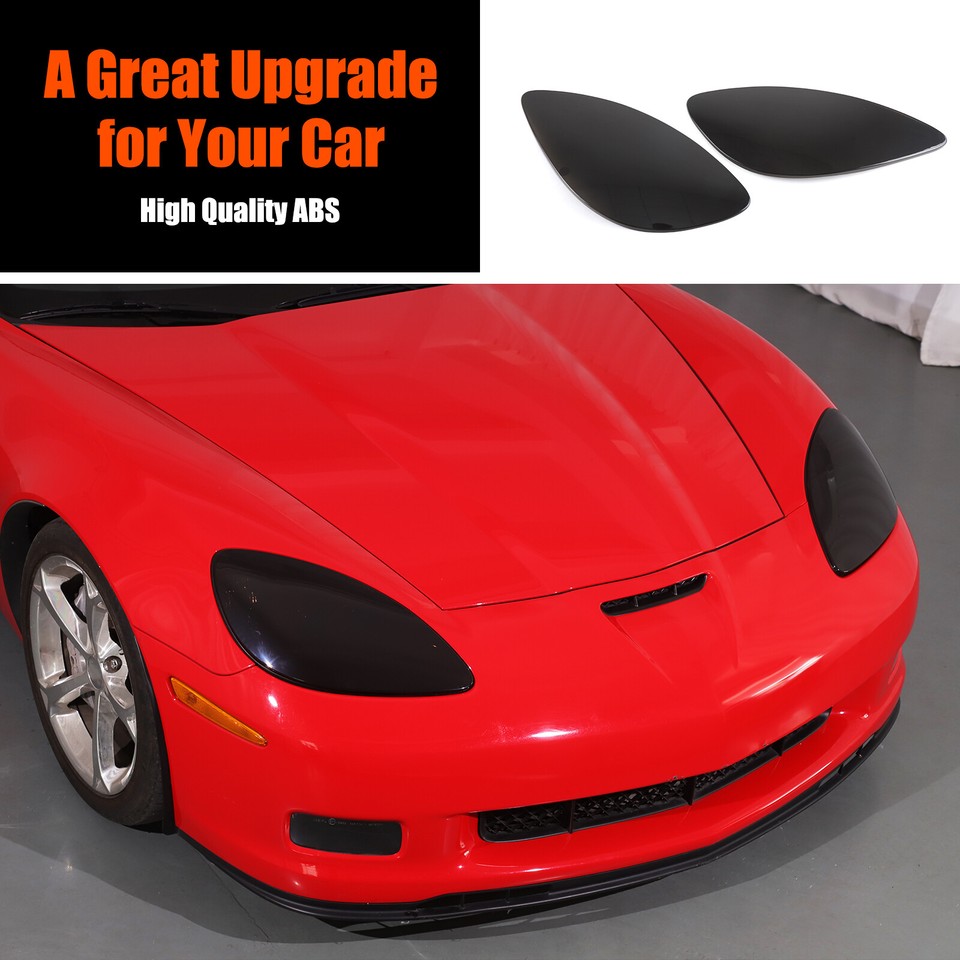 Transparent Gray Smoked Front Headlight Blackout Trim For Corvette C6 ...