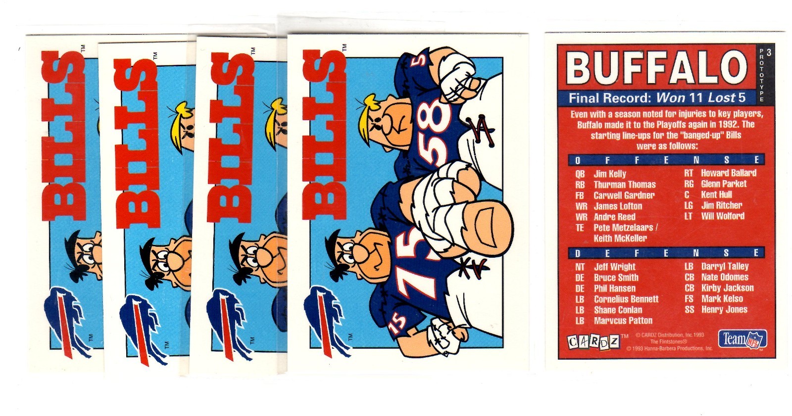 1X 1993 FRED FLINTSTONE Buffalo Bills PROMO SAMPLE PROTOTYPE NFL ...