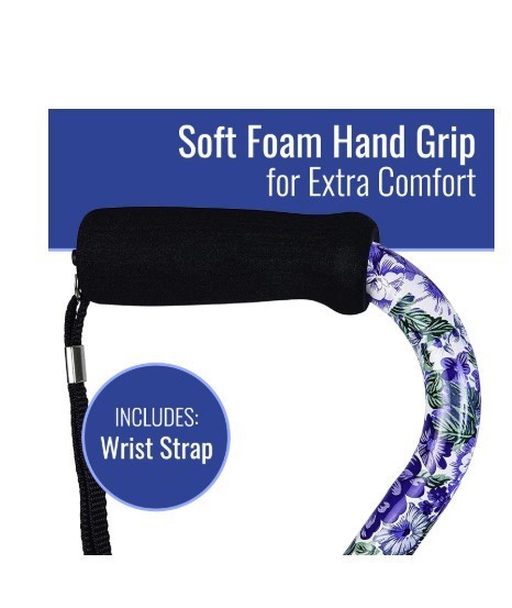 Designer Adjustable Offset Handle Walking Cane Purple Flowers | eBay