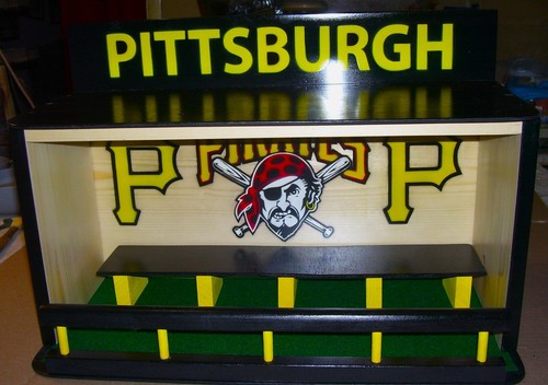 Pittsburg Pirates Bobble heads display case Felt Floor Shipped Dis ...