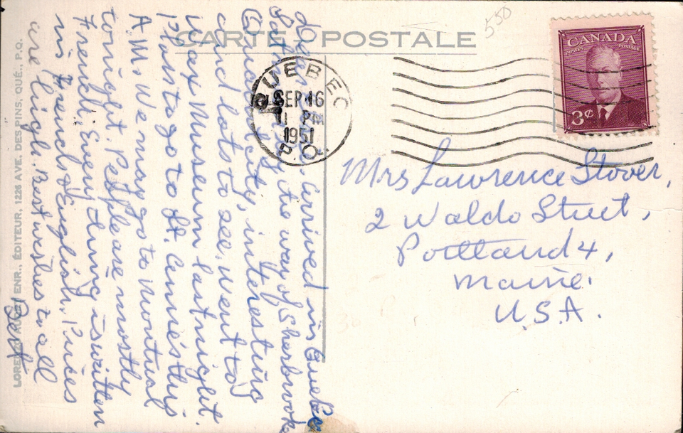 1951 Le Vieux Quebec Postcard Le Château Frontenac, Canada Pacific ...