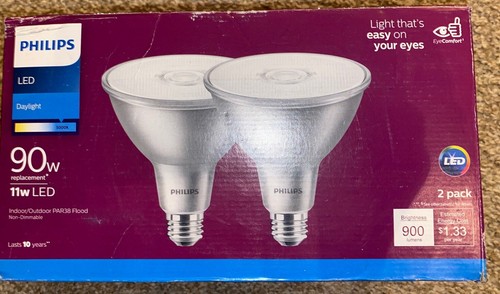 2 Pack Philips 90W Equivalent Daylight, Indoor/Outdoor, LED 11 W, 900 ...