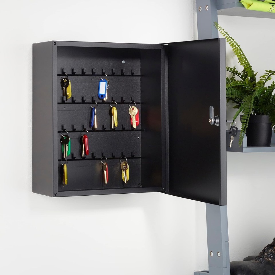 Key Cabinet Wall Mounted Key Storage up to 40 Keys Easy to Use Key Lock ...