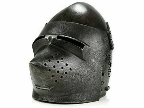 Medieval 18GA SCA LARP Bascinet Pig Face Hounskull Klappvisor Helmet ...