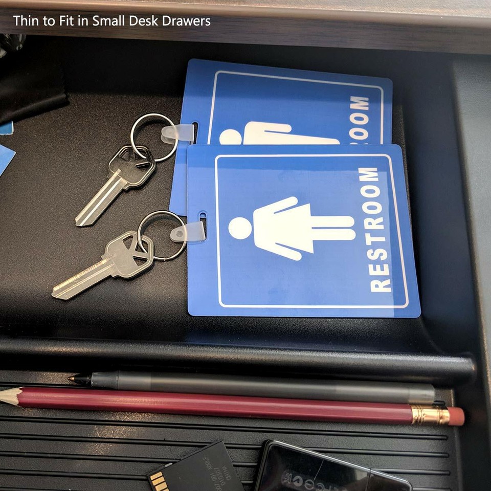 2 Pack Restroom Pass Keychains (1 Mens / 1 Womens) Flexible Bathroom ...