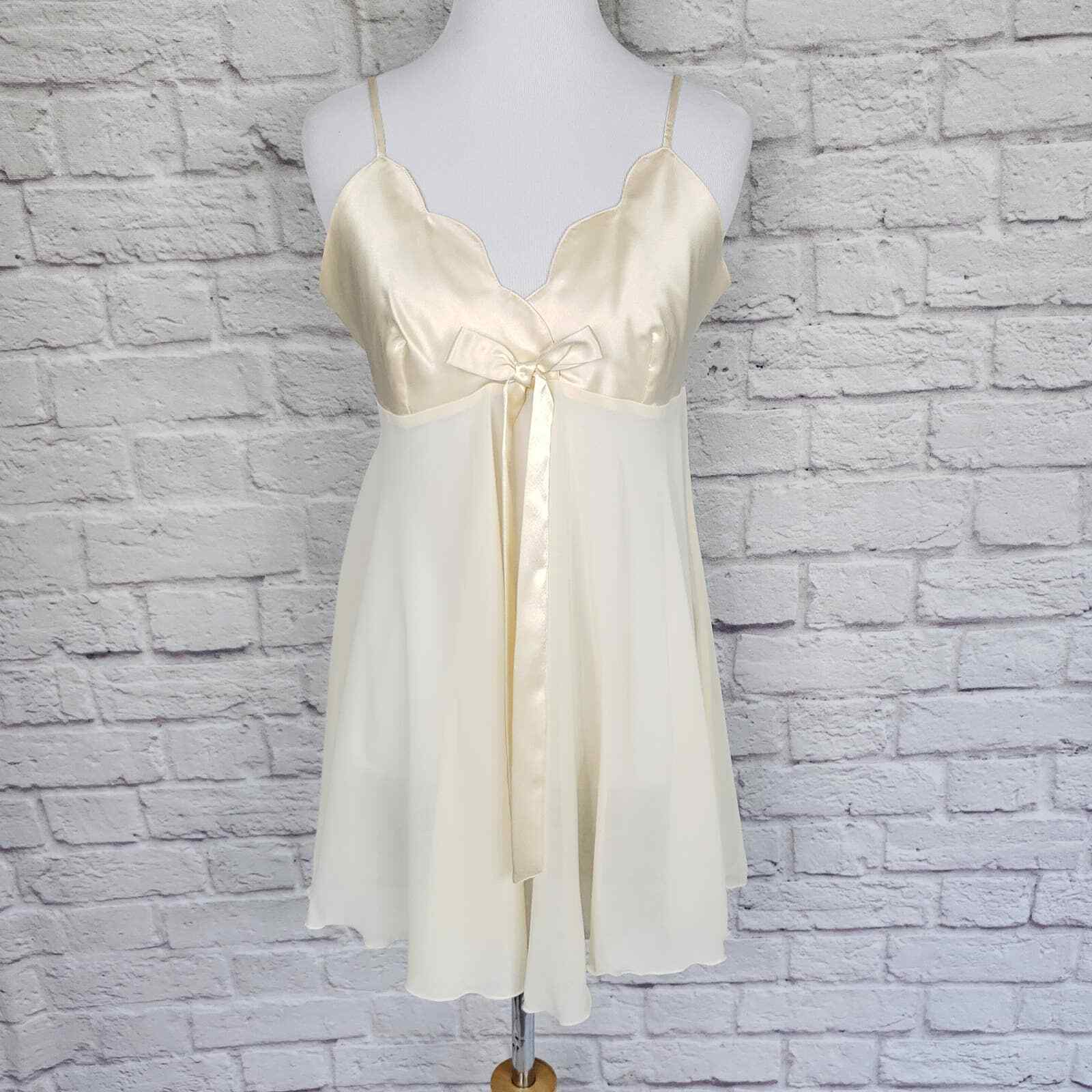 Victoria's Secret Sheer and Satin Cream Chemise Linge… - Gem